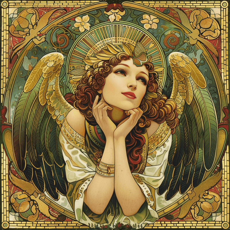 Art Nouveau Angel 8”x8” Art Print - Mowbi Wholesale