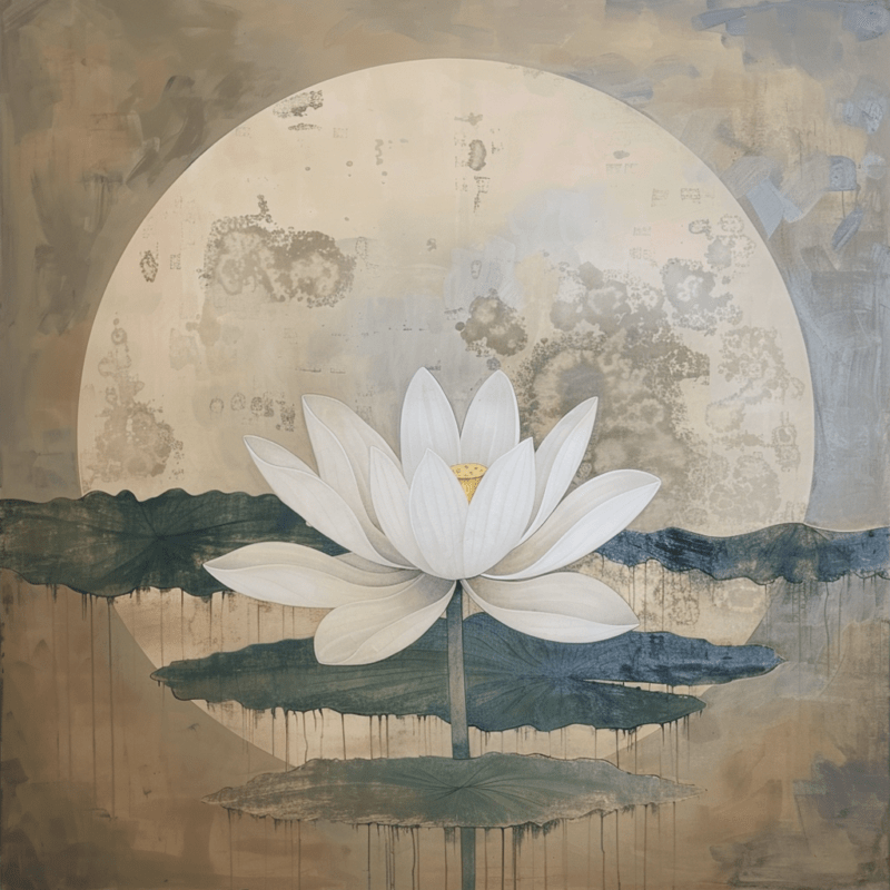 July Water Lily Moon Birth Flower 8"x8" Art Print - Mowbi Wholesale