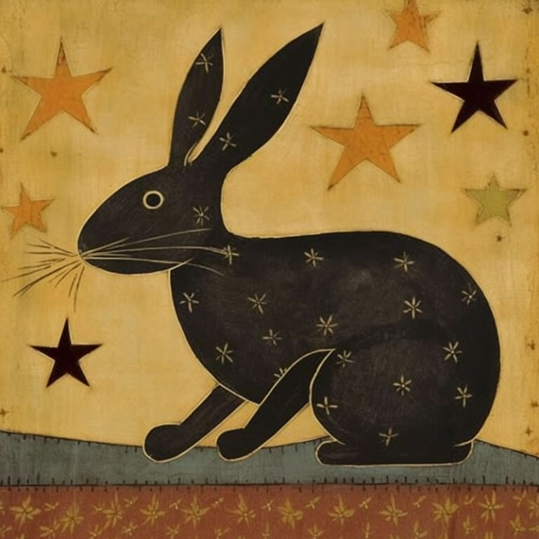 Folk Art Rabbit 8”x8” Art Print - Mowbi Wholesale