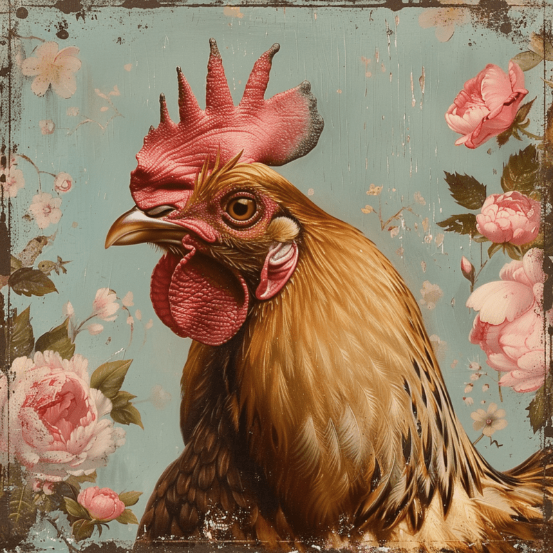Victorian Chicken 8"x8" Art Print - Mowbi Wholesale
