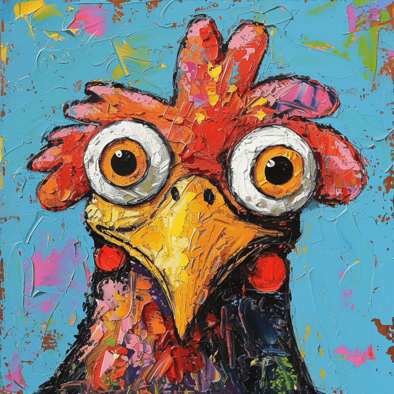 Crazy Chicken 8"x8" Art Print - Mowbi Wholesale
