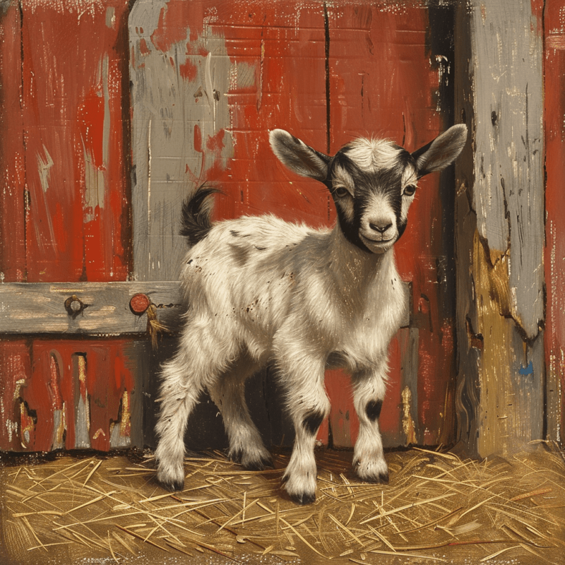Goat Kid by Barn Door 8"x8" Art Print - Mowbi Wholesale