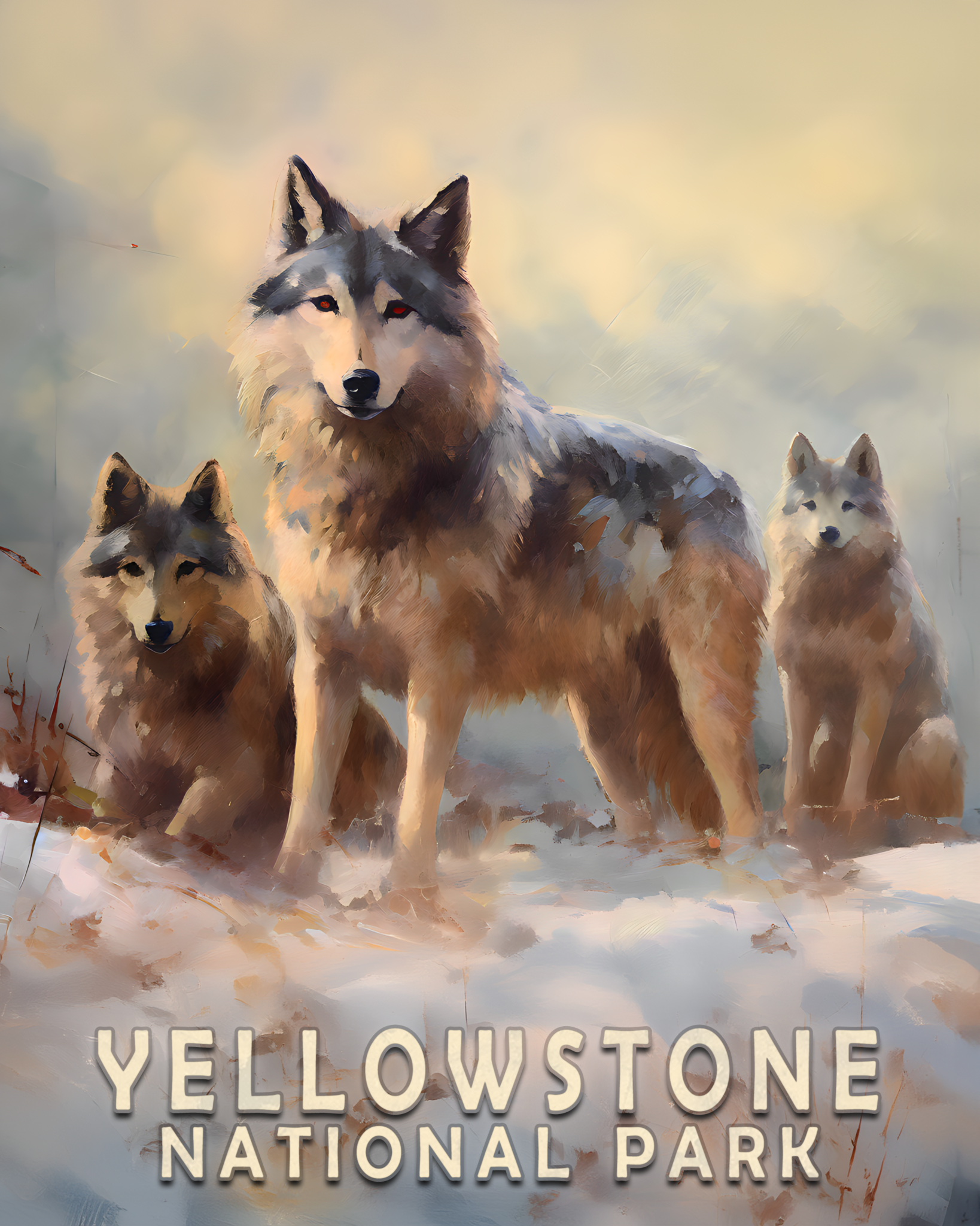 Wolf Pack - Yellowstone National Park Souvenir Home Decor Wall Art ...