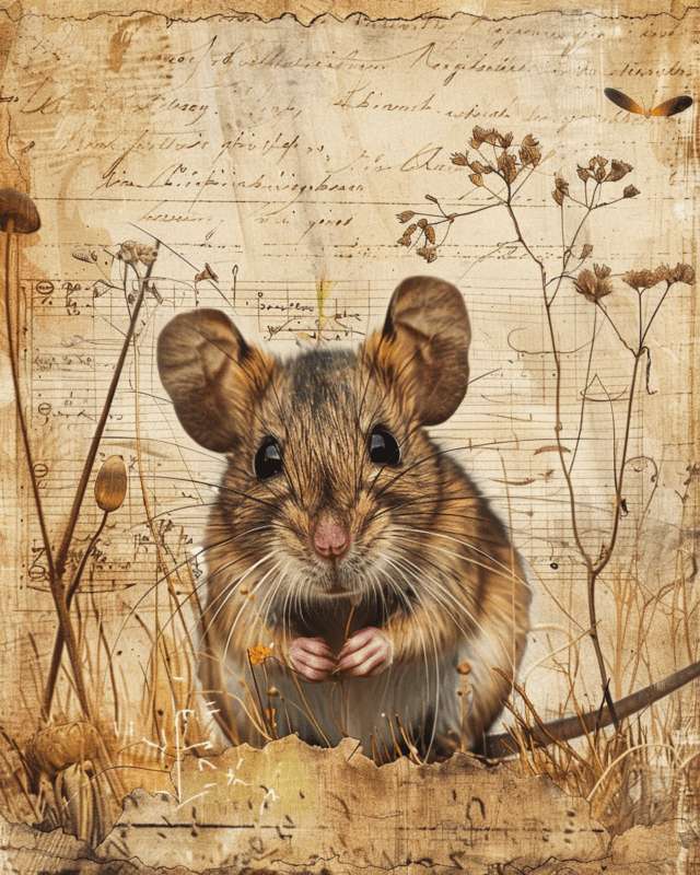 Vintage Mouse Mixed Media 8"x10" Art Print - Mowbi Wholesale