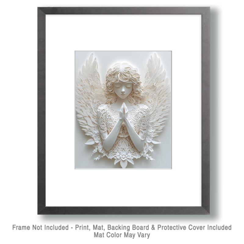 Lacy Angel in Prayer - Angels and Church Wall Art Prints - 8"x10" Art ...