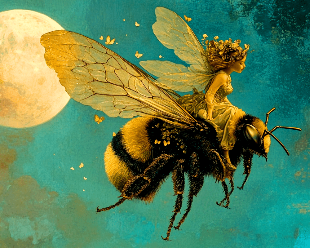 Fairy Riding Bumble Bee - Fairies Wall Art Prints – 8″x10″ Artwork for ...