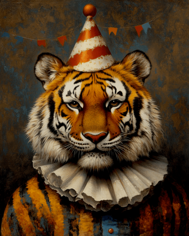 Tiger Clown Portrait - Animal Circus Clowns Wall Art Prints – 8″x10 ...