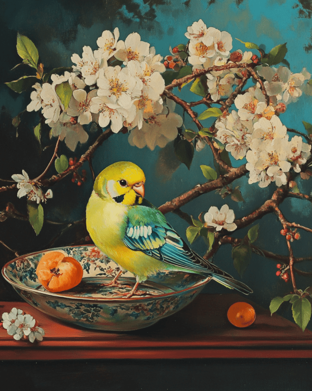 Vintage Budgie - Animal Still Life Wall Art Prints – 8″x10″ Artwork for ...
