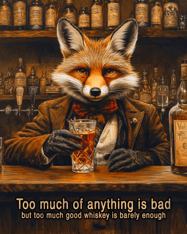 Too Much Whiskey - Fox Animal Memes – 8″x10″ Artwork in 11″x14″ Mat ...