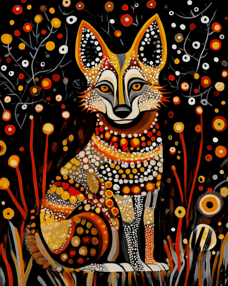 Folk Art Dingo - Australian Wildlife Wall Art Prints – 8″x10″ Artwork ...
