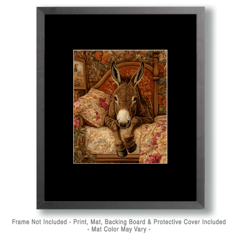 Donkey on Bed - Bedroom Art Prints – 8″x10″ Artwork in 11″x14″ Mat ...