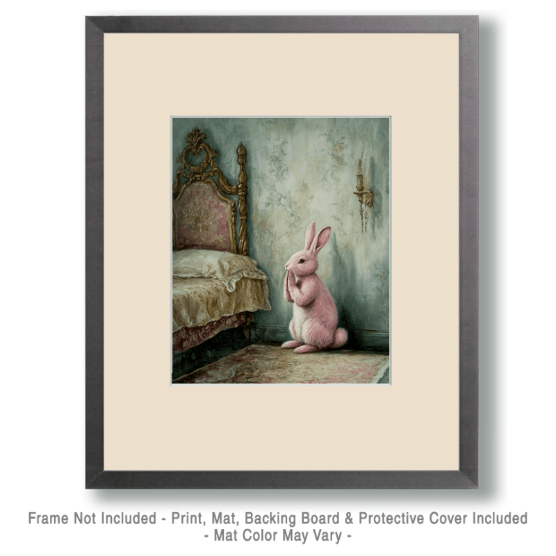 Rabbit Praying - Bedroom Art Prints – 8″x10″ Artwork in 11″x14″ Mat ...