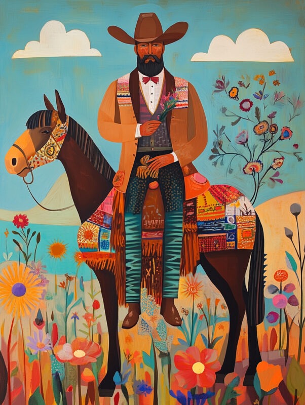 Cowboy Side Saddle with Flower Folk Art - Cowgirl and Cowboy Folk Art ...