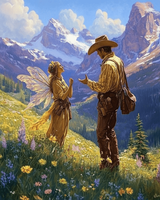 Fairy and Cowboy - Fairies Wall Art Prints – 8″x10″ Artwork for 11″x14 ...