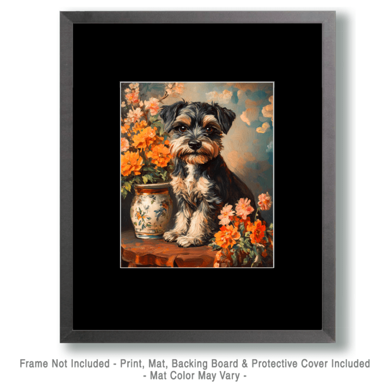 Schnauzer Puppy and Vase - Pet Dog Still Life Wall Art Prints – 8″x10 ...