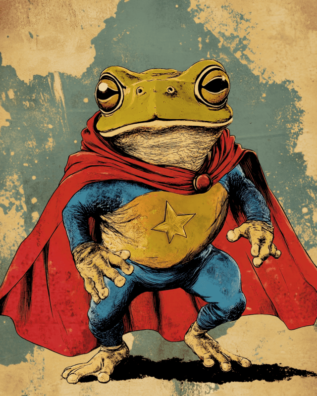 Vintage Frog Hero - Pet Superheros Art Prints – 8″x10″ Artwork for 11 ...