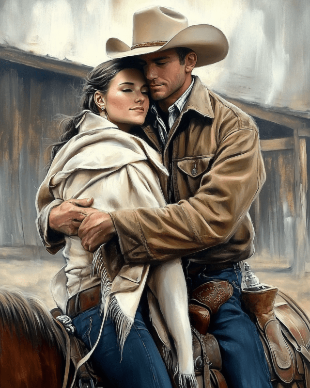 Welcome Home – Western Romance 8″x10″ Artwork in 11″x14″ Cowboy and ...