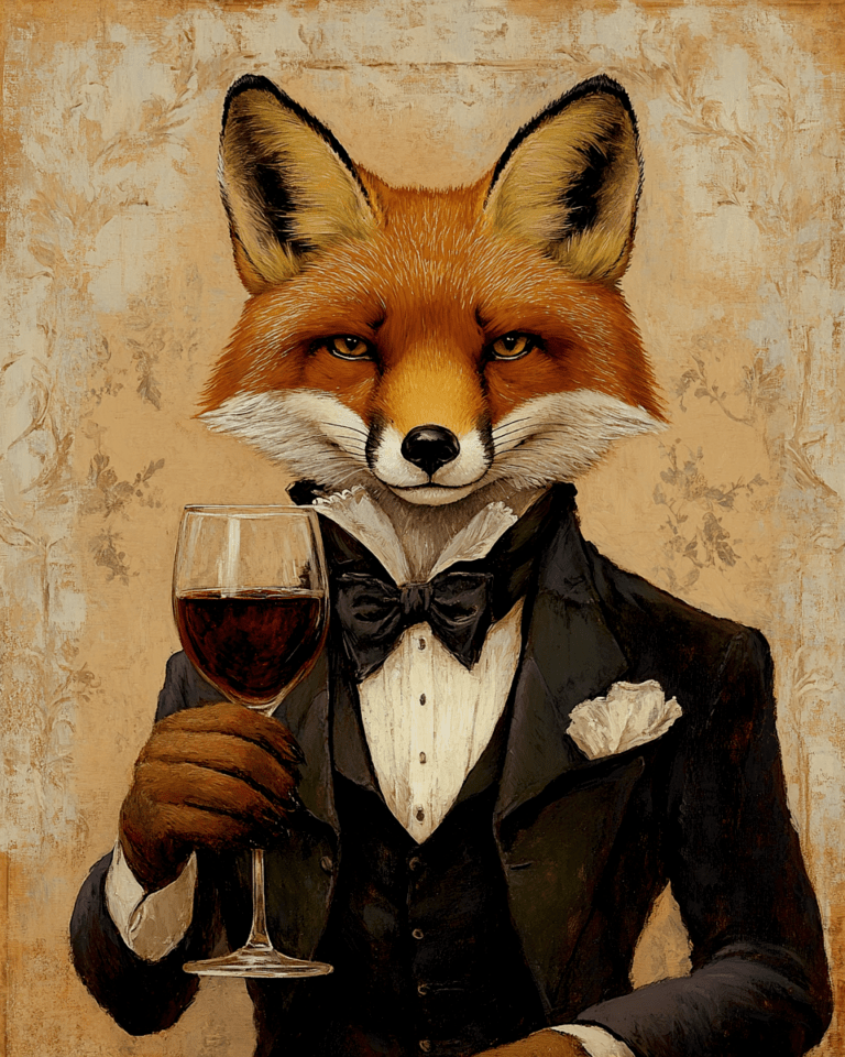 Gentleman Fox with Wine - Wine Wall Art Prints – 8″x10″ Artwork for 11 ...
