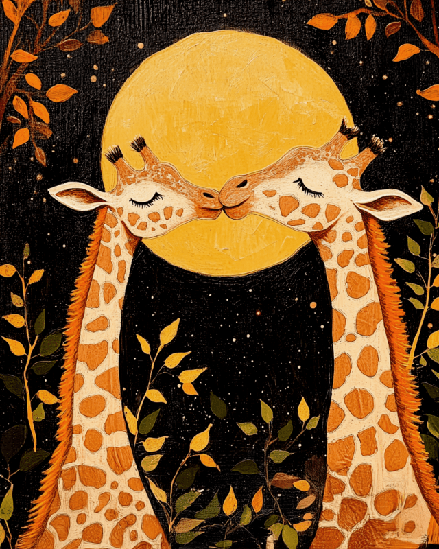 Giraffes #1 - Animals in Love Wall Art Prints – 8″x10″ Artwork for 11 ...