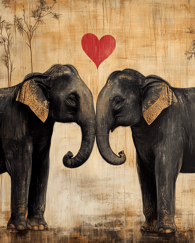 Elephant #1 - Animals in Love Wall Art Prints – 8″x10″ Artwork for 11 ...