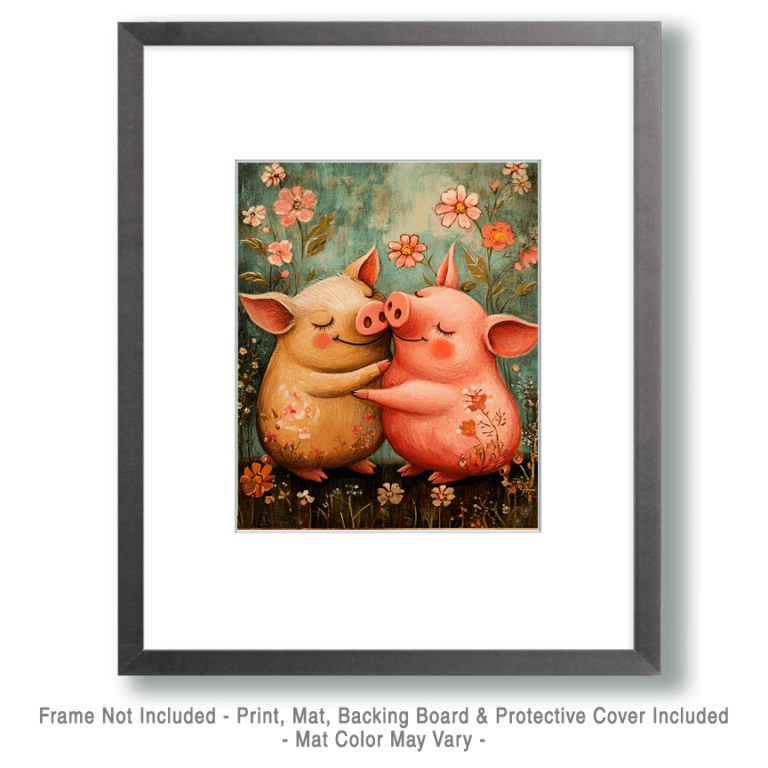 Pigs #4 - Animals in Love Wall Art Prints – 8″x10″ Artwork for 11″x14 ...
