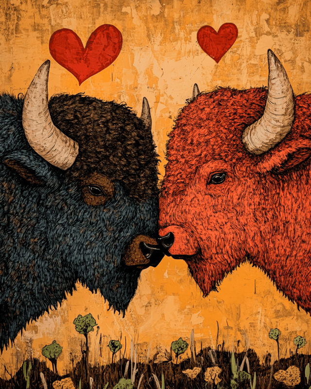Bison #2 - Animals in Love Wall Art Prints – 8″x10″ Artwork for 11″x14 ...
