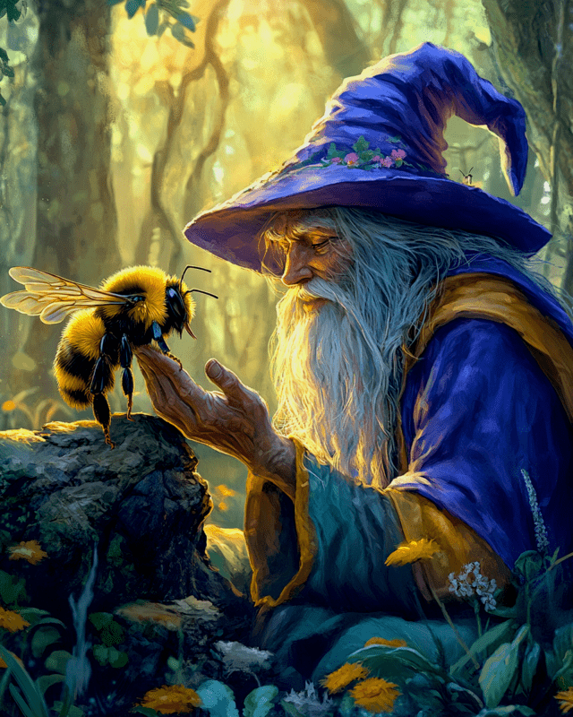 Wizard Having a Discussion with a Bee - Honey & Bee Wall Art Prints – 8 ...