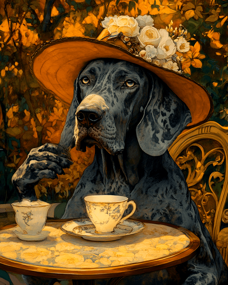 Great Dane Having Tea - Pet Dog Still Life Wall Art Prints – 8″x10 ...