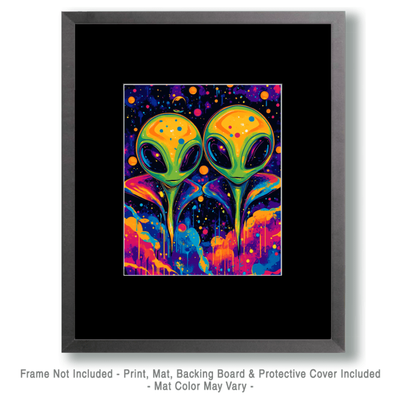Cosmic Alien Pair - Aliens, Spaceships Outer-Space Wall Art Prints – 8 ...