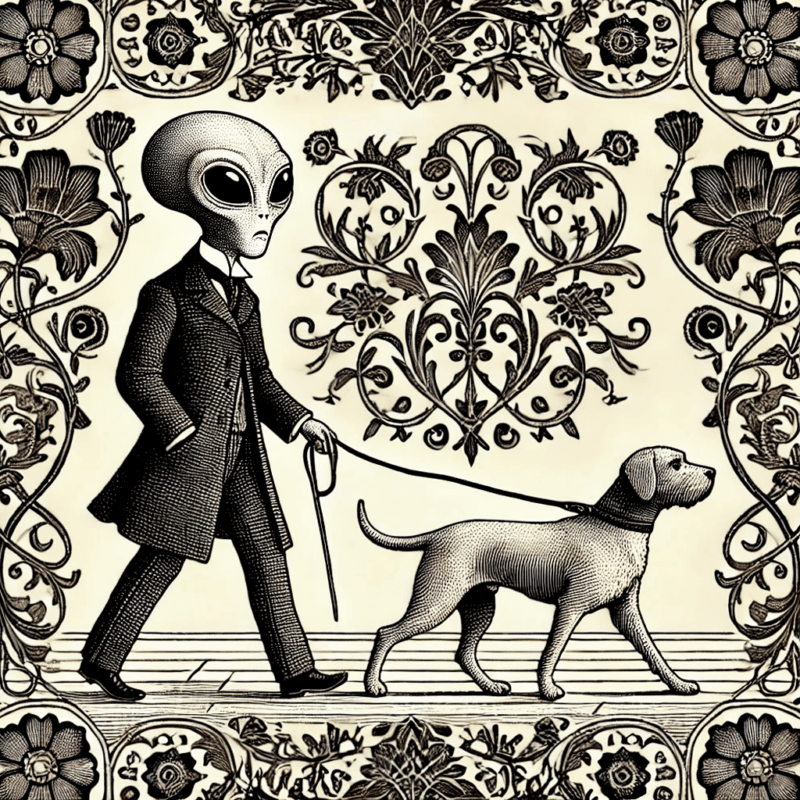 Nouveau Alien Walking Dog - Aliens, Spaceships Outer-Space Wall Art ...