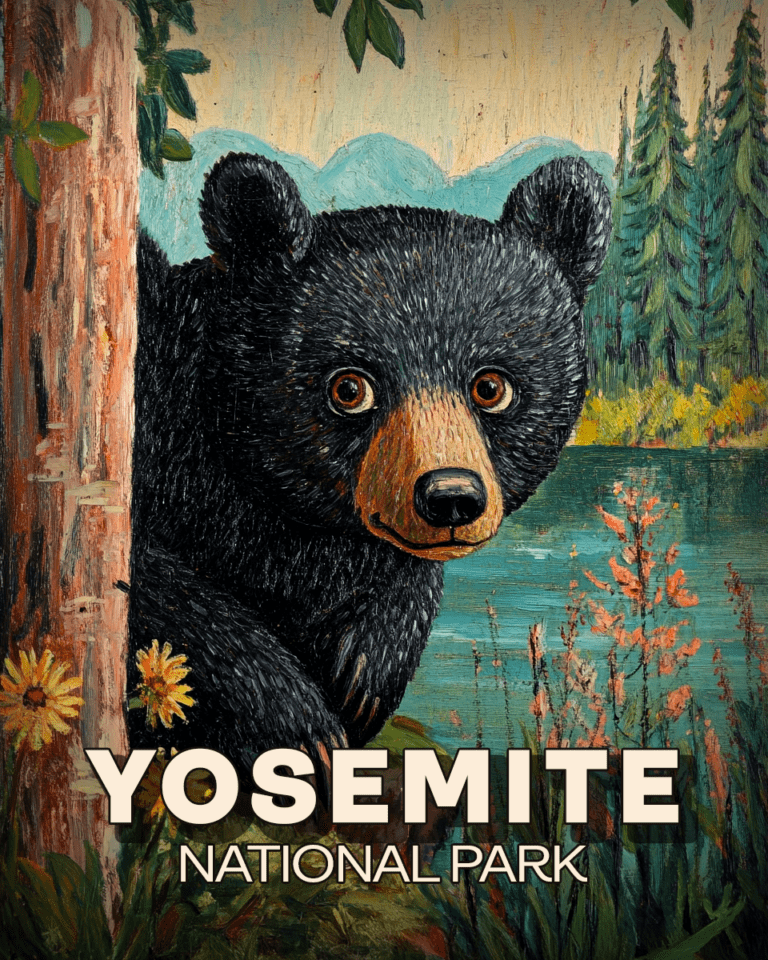 Folk Art Bear Cub - Yosemite Souvenir Art Prints - 8"x10" Artwork for ...