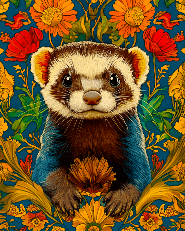 Stylized Ferret #2 - Pet Modern Art Prints – 8″x10″ Artwork for 11″x14 ...