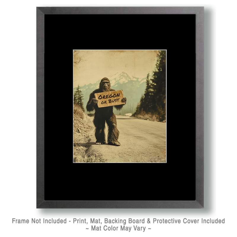 Bigfoot Hitchhiking to Oregon - Cryptids 8"10" Artwork for 11"x12 ...