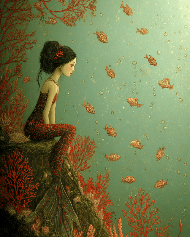Waiting Mermaid Coastal Art Print - 8"x10" Artwork - Mowbi Wholesale