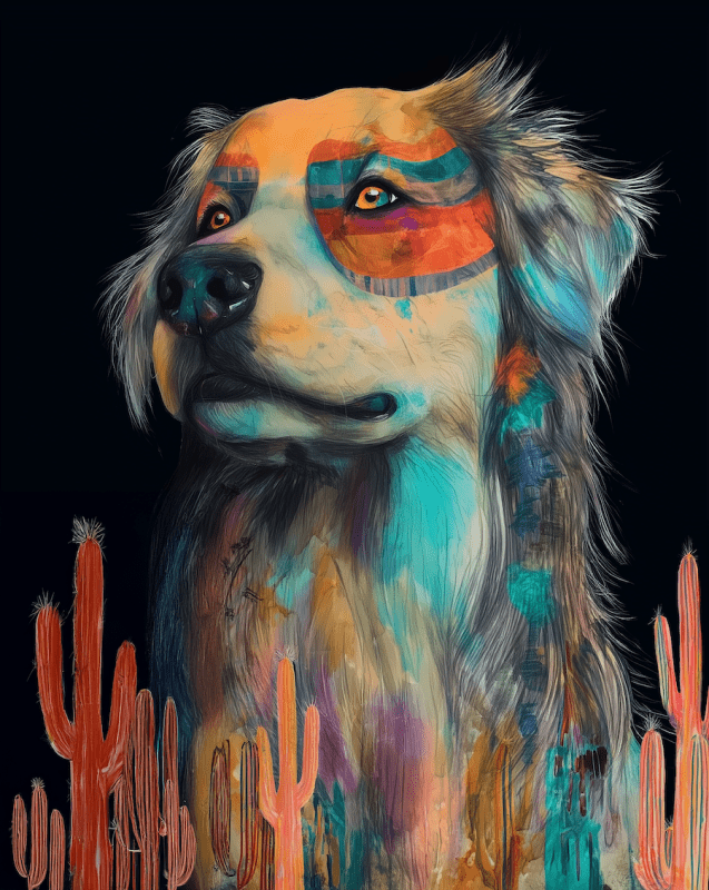 Spirit Dog - Turn Up the Volume; Southwestern Colorful Tones - 8"x10 ...