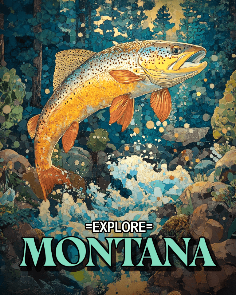 Jumping Trout - Montana Art Prints – 8″x10″ Artwork for 11″x14″ Frame ...