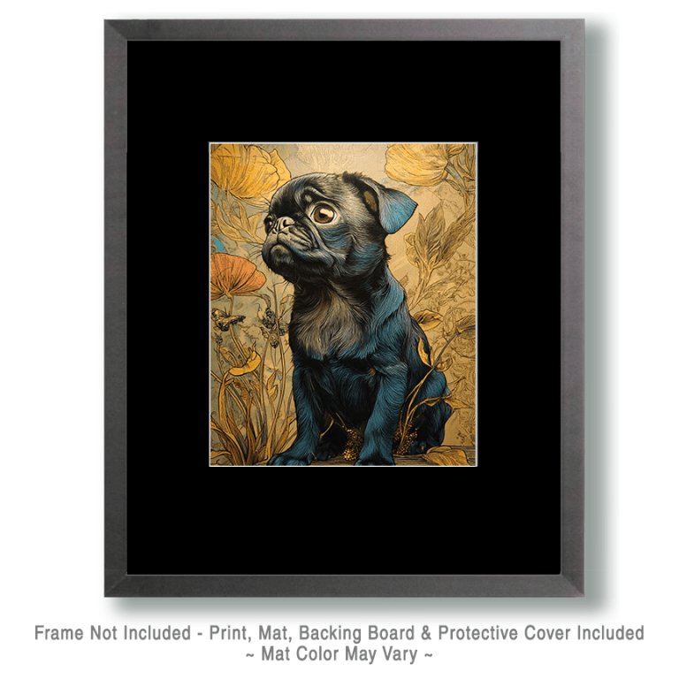 Nouveau Pug Pup Dog Themed Art Print - 8"x10" Artwork - Mowbi Wholesale