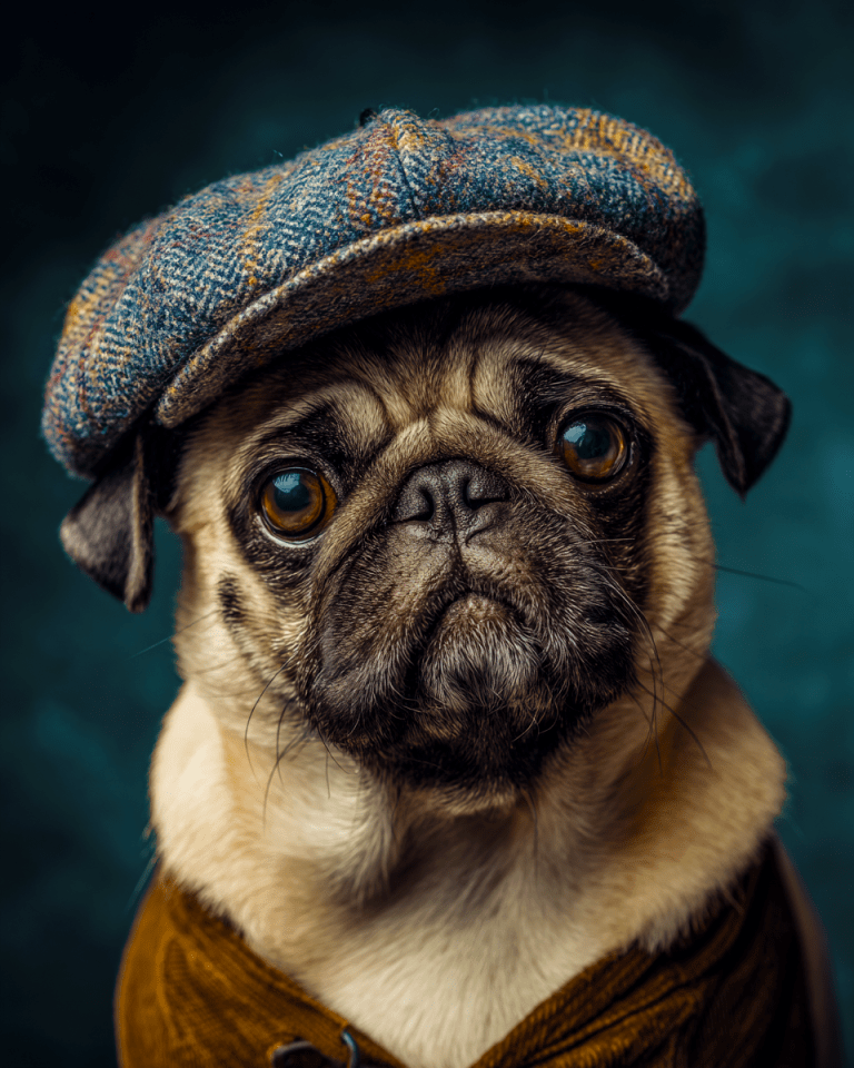 Cabby Pug Dog Themed Art Print - 8"x10" Artwork for 12"x14" Frame ...