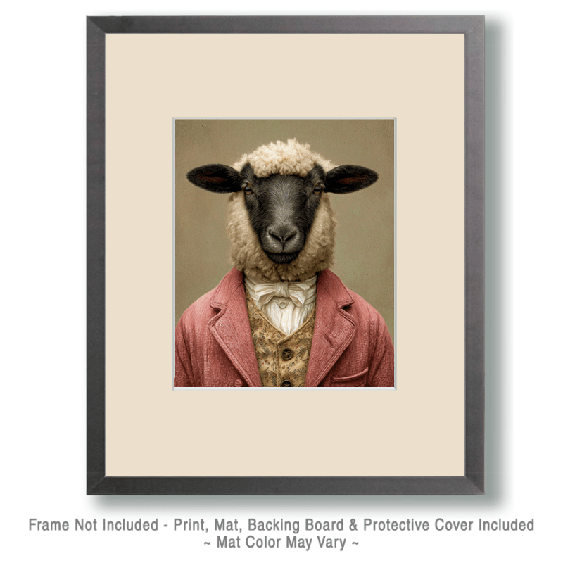 Vintage Sheep Gentleman Farm Animal Art Print - 8"x10" Artwork - Mowbi ...