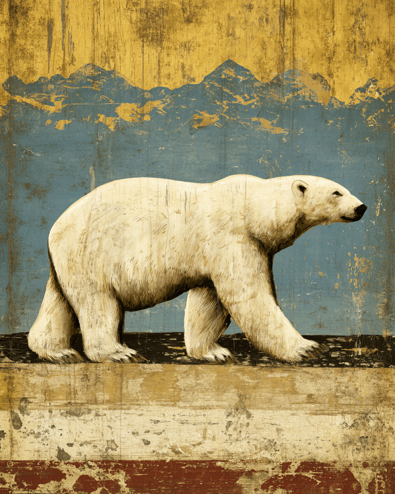 Walking Polar Bear Vintage Wildlife Art Prints - 8"x10" Artwork - Mowbi ...
