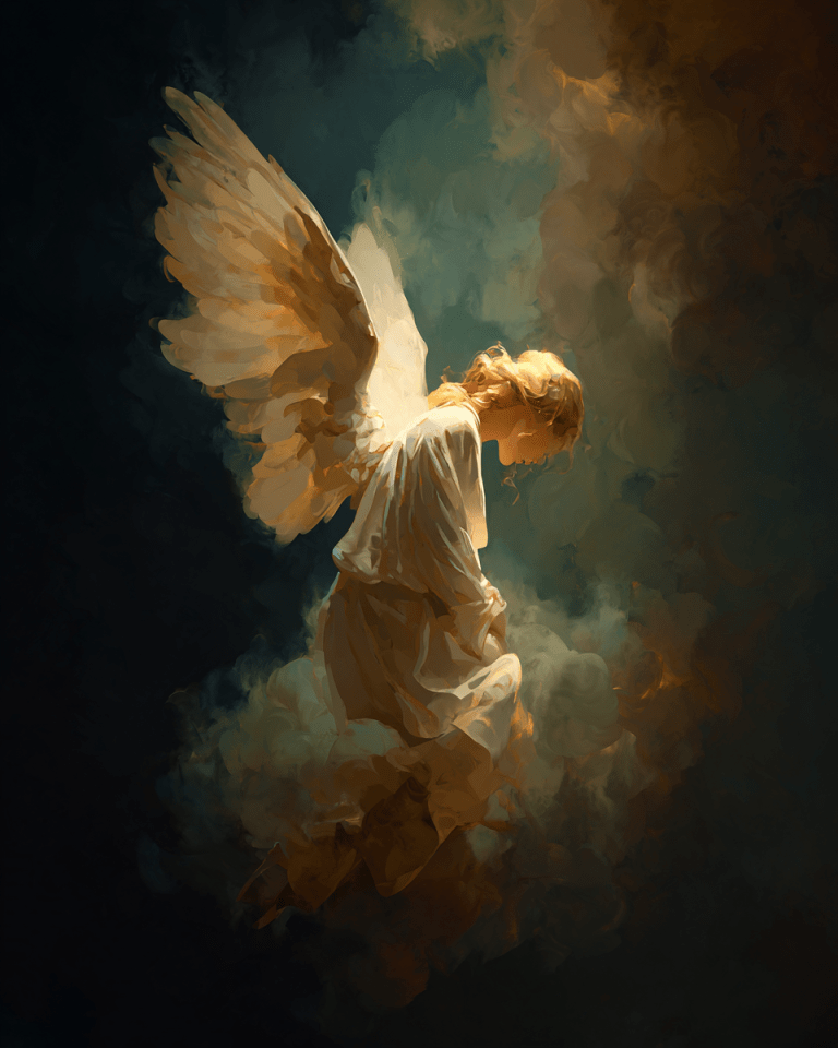 Solemn Nouveau Angel - Angelic Art Print - 8"x10" Artwork - Mowbi Wholesale