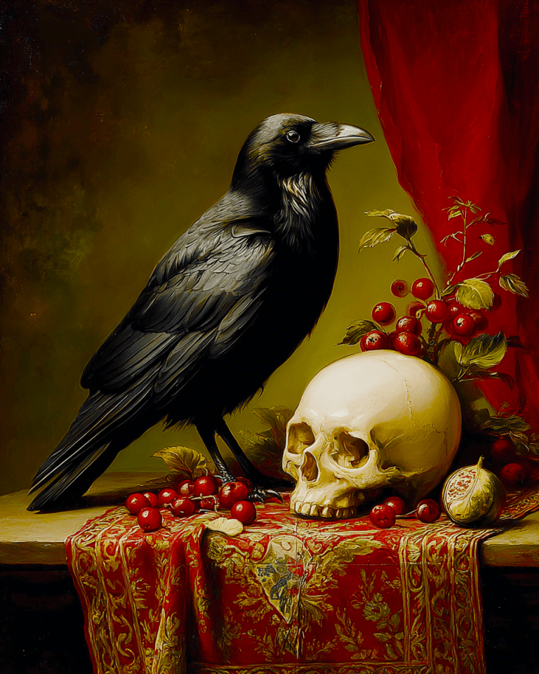 Raven & Skull Still-Life Art Print - 8"x10" Artwork - Mowbi Wholesale
