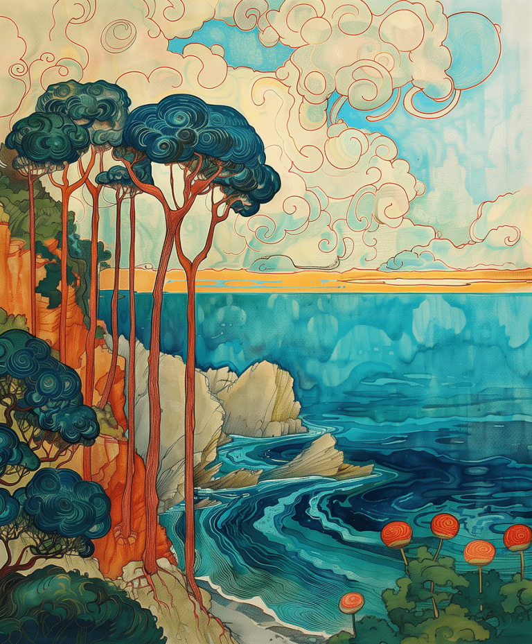 Art Nouveau Laguna Art Print - Art Nouveau Style 8"x10" Artwork - Mowbi ...