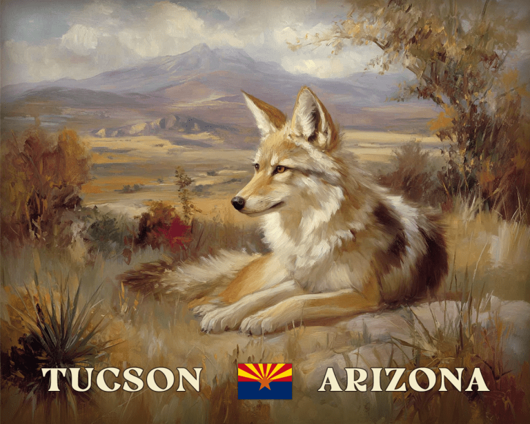 Tucson Desert Wolf Arizona Southwestern Landscape Art Print - 8"x10 ...