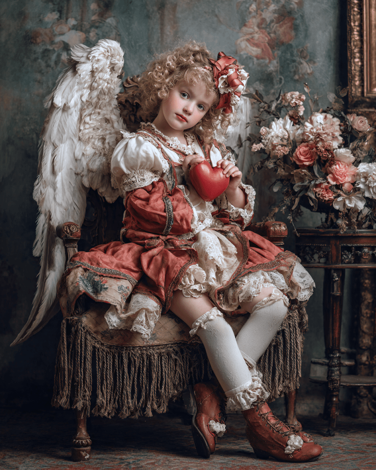 Vintage Angel with Heart - Love Valentine's Day 8"x10" Artwork for 11 ...