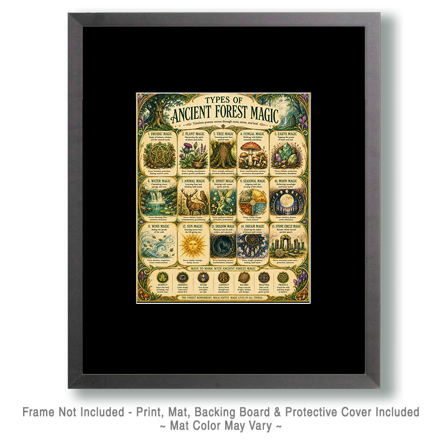 Chart - Types of Ancient Forest Magic - Vintage Infographic Poster ...