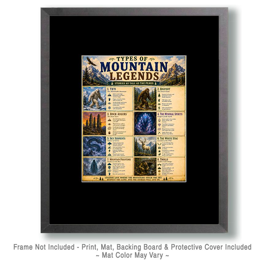 Chart - Types of Mountain Legends - Vintage Infographic Poster - Mowbi ...